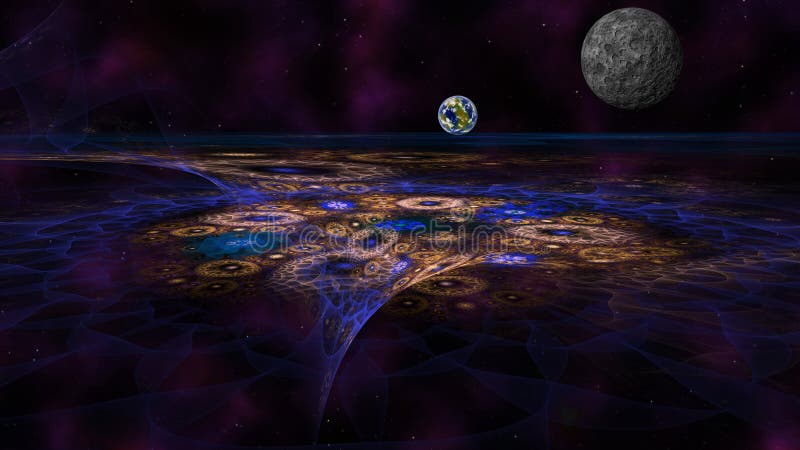 3d Fractal Object Space Scene Stock Illustration - Illustration of ...