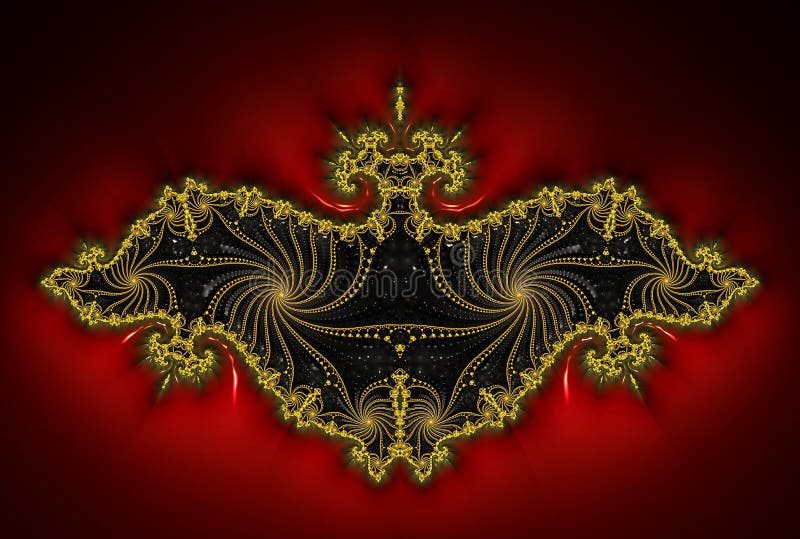 3D Fractals Design - Goldbat Emblem Stock Illustration - Illustration ...