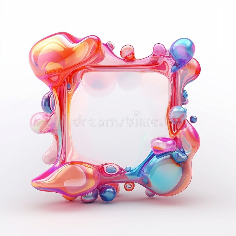3d Frames with Decor Made of Glass Flowing Bubbles. Abstract Style for ...