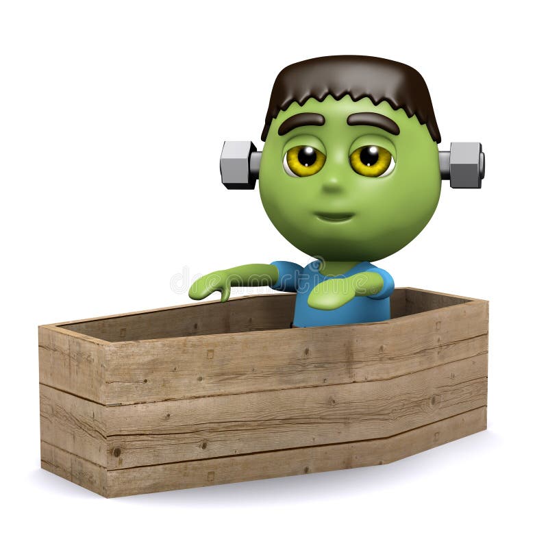 3d Frankenstein Monster in Coffin Stock Illustration - Illustration of ...