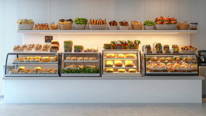 3D Front View of Sandwich Shop Displays Stock Illustration ...