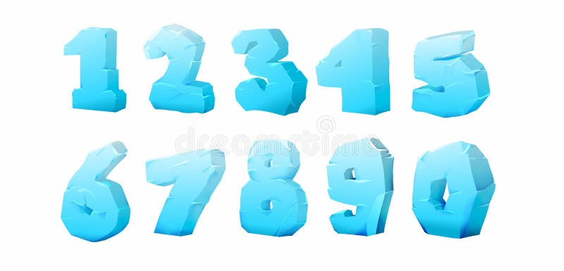 3d Frozen Font Number Collection Set Stock Illustration - Illustration ...