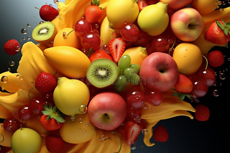 3D Fruit Fusion Seamlessly Designed for a Fresh, Dynamic Effect Stock ...