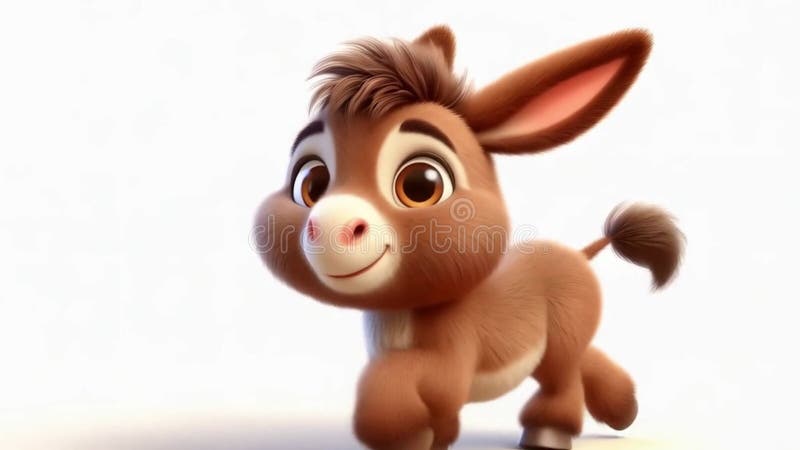 3D Funny Baby Donkey Cartoon Animation Stock Footage - Video of ...