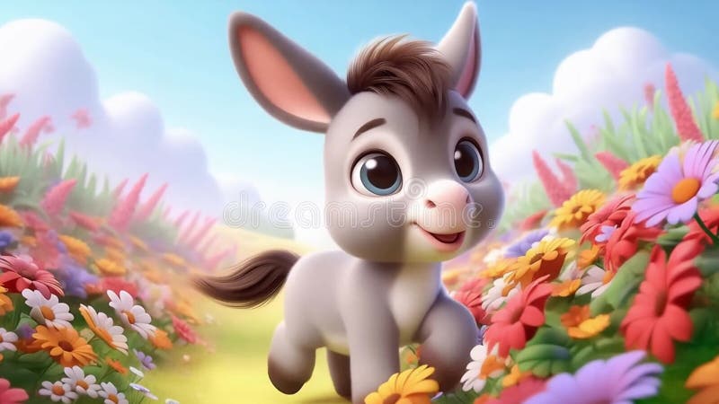 3D Funny Baby Donkey Cartoon Animation Stock Video - Video of mascot ...