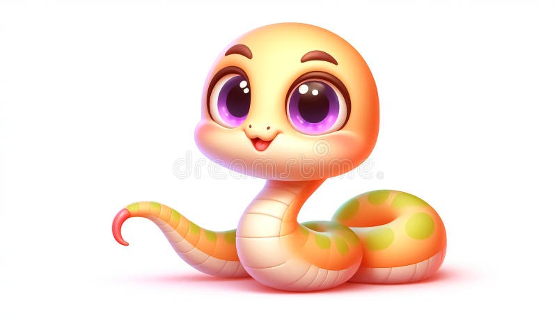 3D Funny Baby Snake Cartoon Illustration Stock Illustration ...