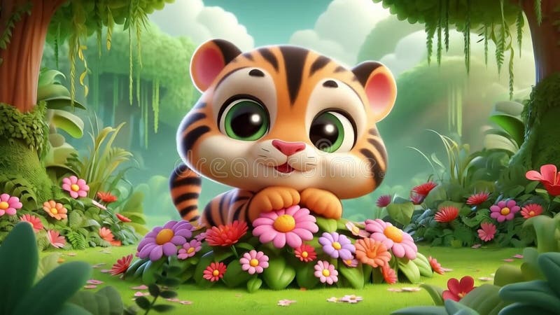 3D Funny Baby Tiger Cartoon Animation Stock Footage - Video of newborn ...