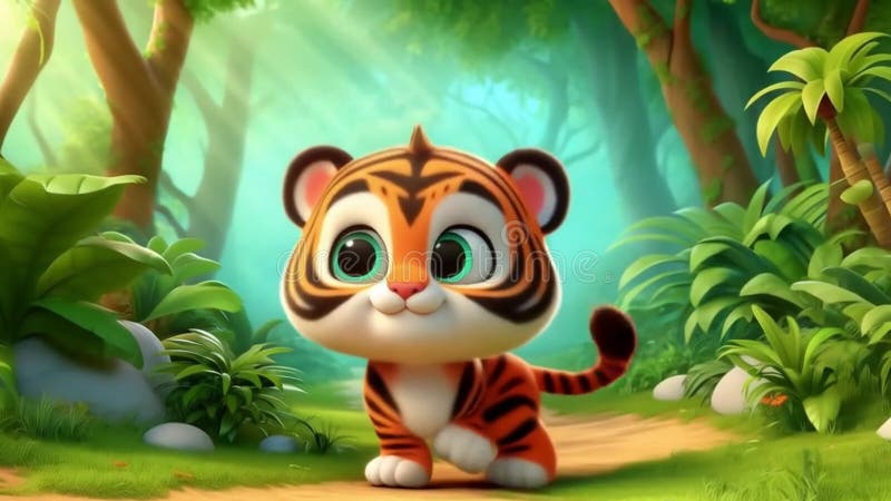 3D Funny Baby Tiger Cartoon Animation Stock Video - Video of animation ...