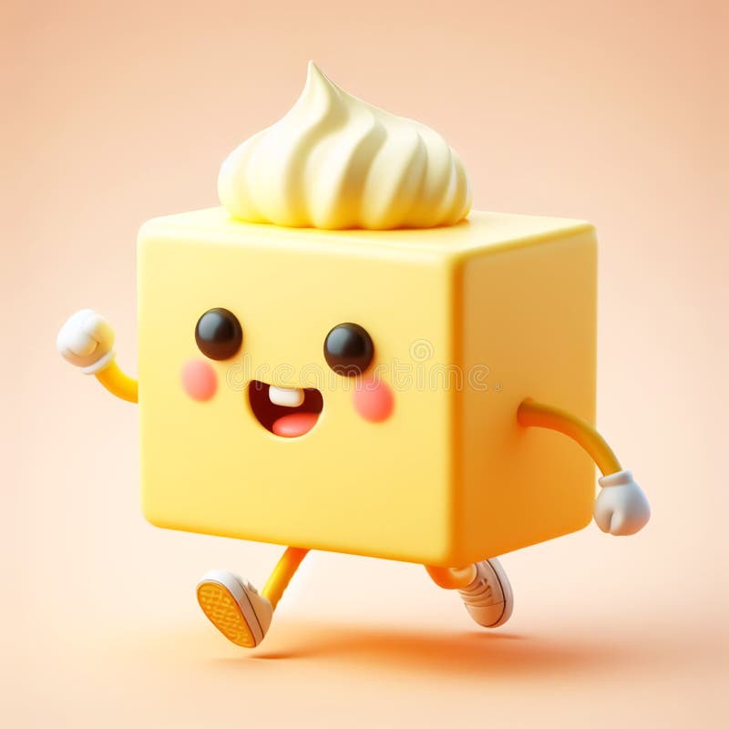 3D Funny Butter Cartoon. AI Generated Stock Illustration - Illustration ...