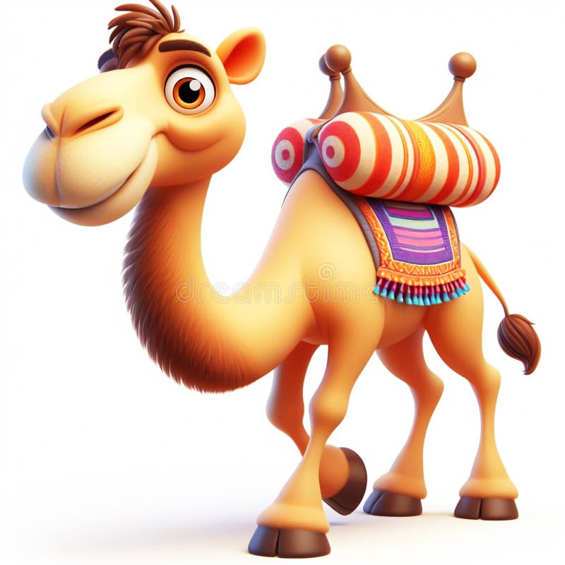 3D Funny Camel Cartoon. Wildlife for Children Illustrations Stock ...