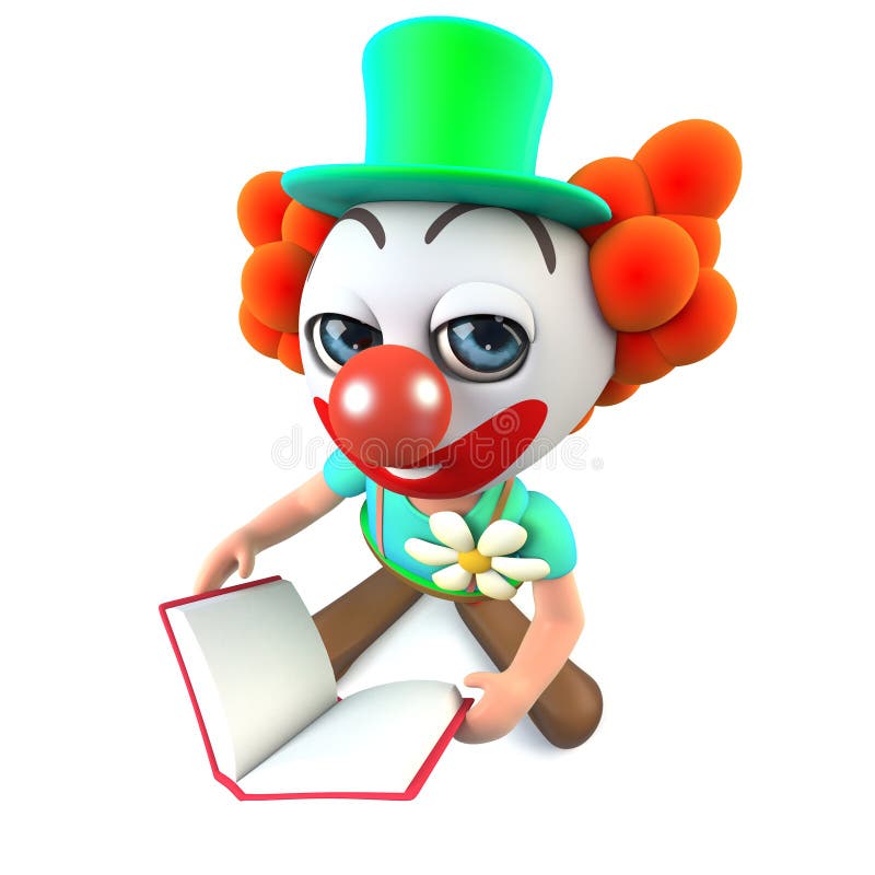 3d Clown Reading Book Stock Illustrations – 2 3d Clown Reading Book ...