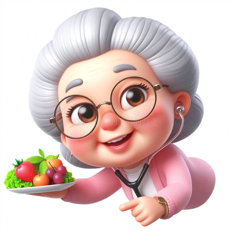 3D Funny Cartoon Elderly Woman. AI Generated Stock Illustration ...