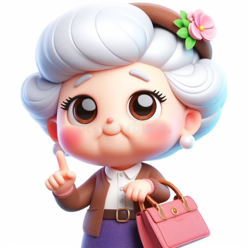 3D Funny Cartoon Elderly Woman. AI Generated Stock Illustration ...