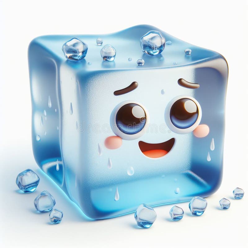 3D Funny Cartoon of an Ice Cube To Refresh Drinks. AI Generated Stock ...