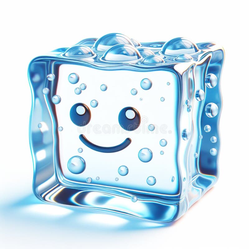 3D Funny Cartoon of an Ice Cube To Refresh Drinks. AI Generated Stock ...
