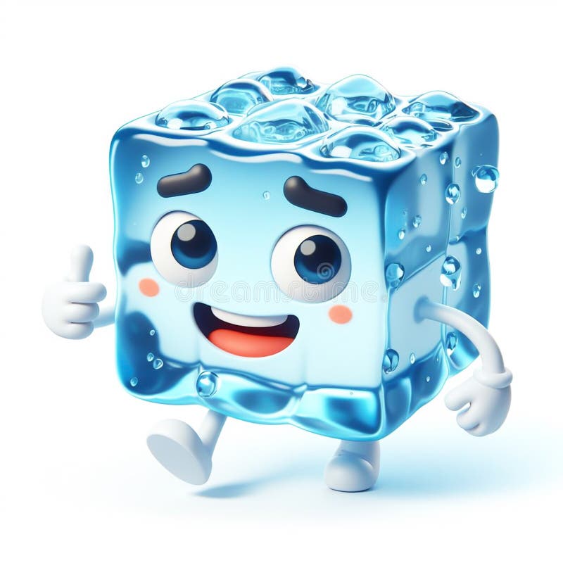 3D Funny Cartoon of an Ice Cube To Refresh Drinks. AI Generated Stock ...