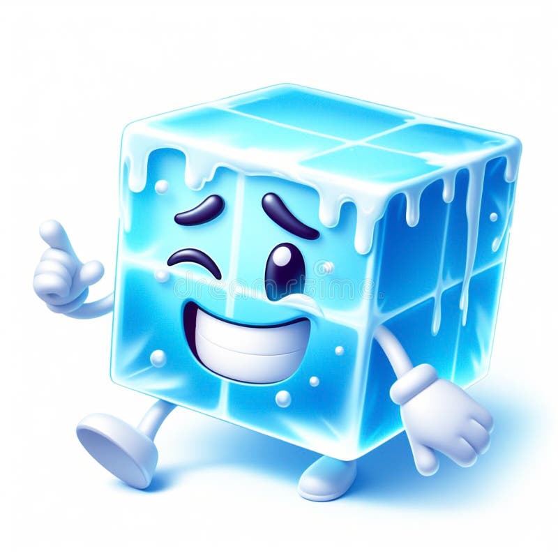 3D Funny Cartoon of an Ice Cube To Refresh Drinks. AI Generated Stock Illustration ...
