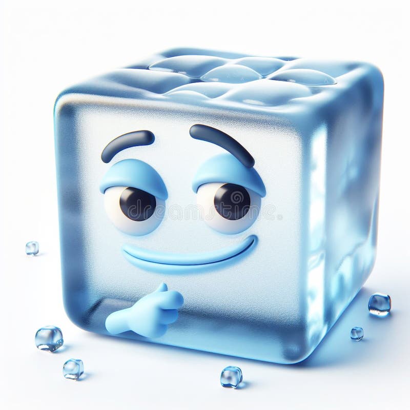 3D Funny Cartoon of an Ice Cube To Refresh Drinks. AI Generated Stock ...