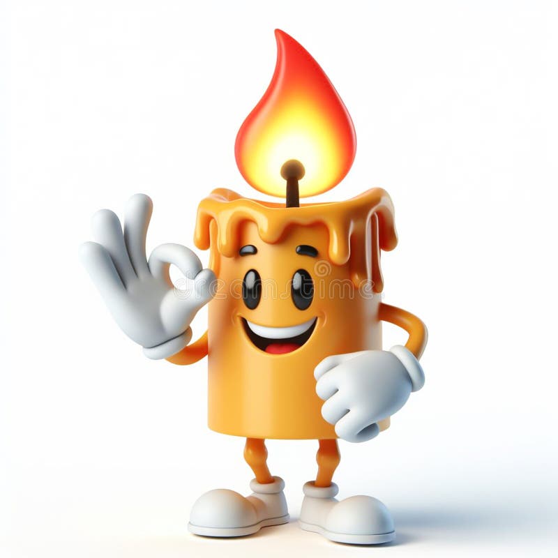 3D Funny Cartoon of a Lit Candle. AI Generated Stock Image - Image of ...