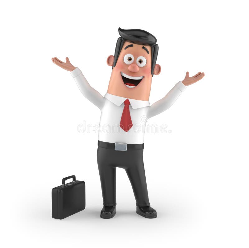 3D funny cartoon manager stock illustration. Illustration of suit ...