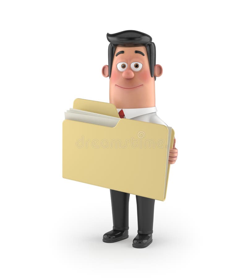3D funny cartoon manager stock illustration. Illustration of pretty ...