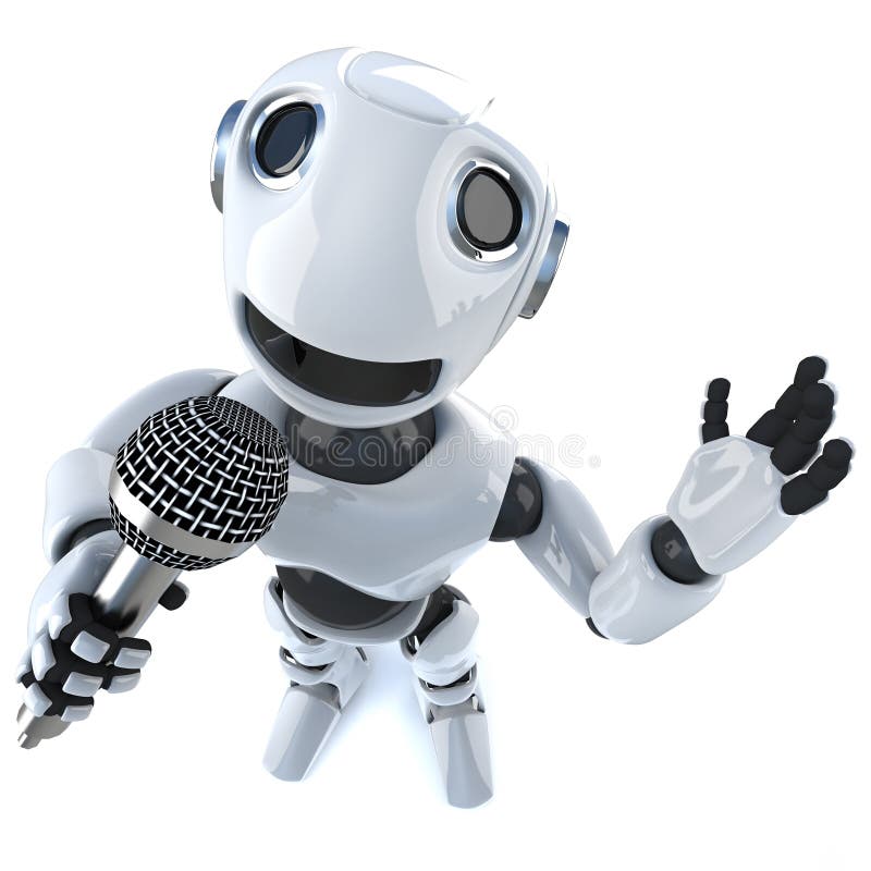 Robot Singing into a Retro Mic Stock Illustration - Illustration of ...
