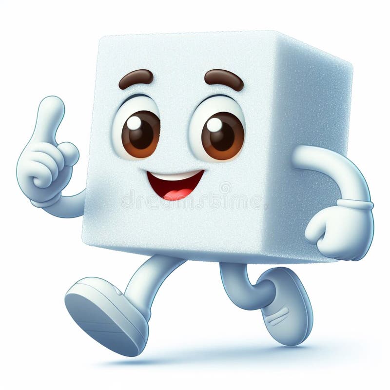3D Funny Cartoon of a Sugar Cube. AI Generated Stock Illustration ...