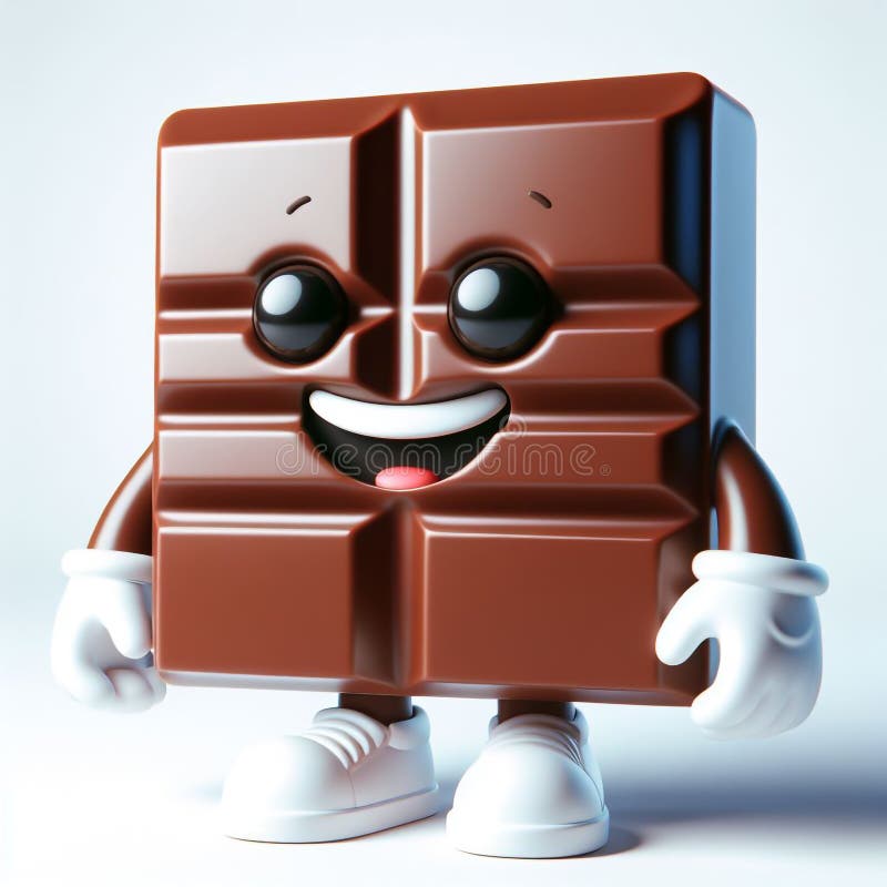 Chocolate Bar Cartoon Character Smiling with Glowing Eyes Stock ...