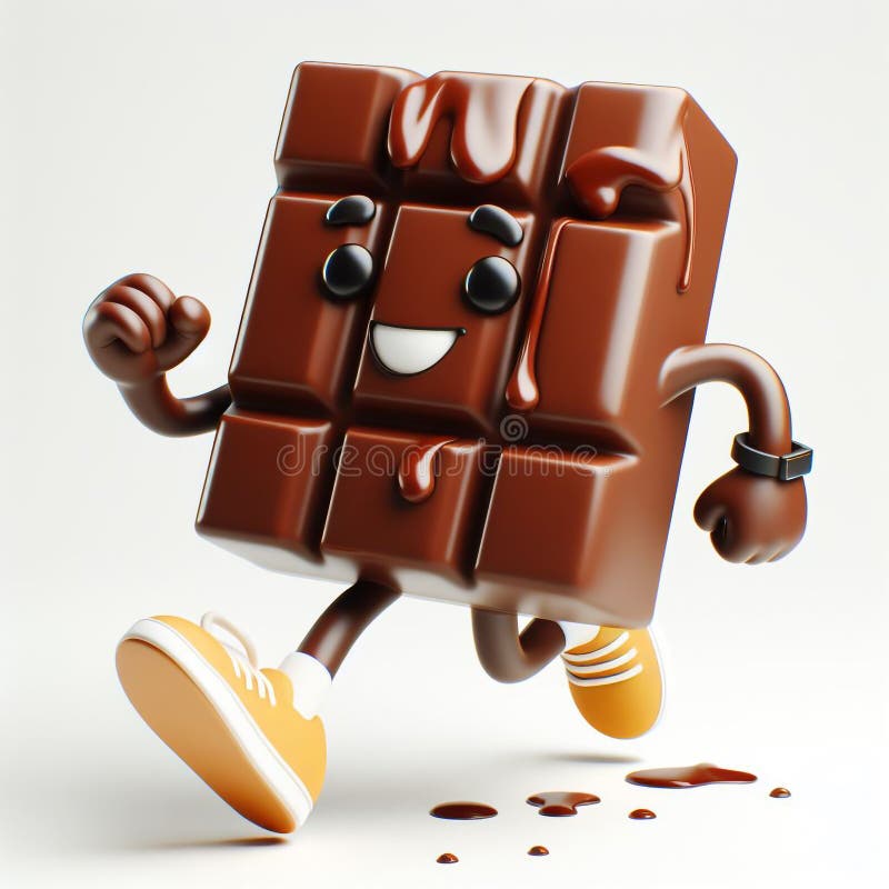 3D Funny Chocolate Cartoon on White Background Stock Illustration ...
