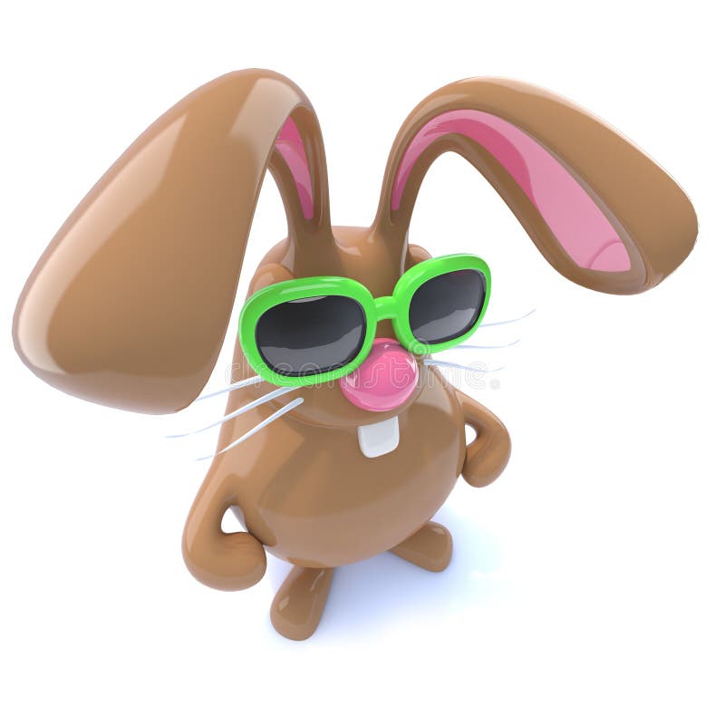 3d Funny Chocolate Easter Bunny Rabbit with Hands on Hips Stock ...