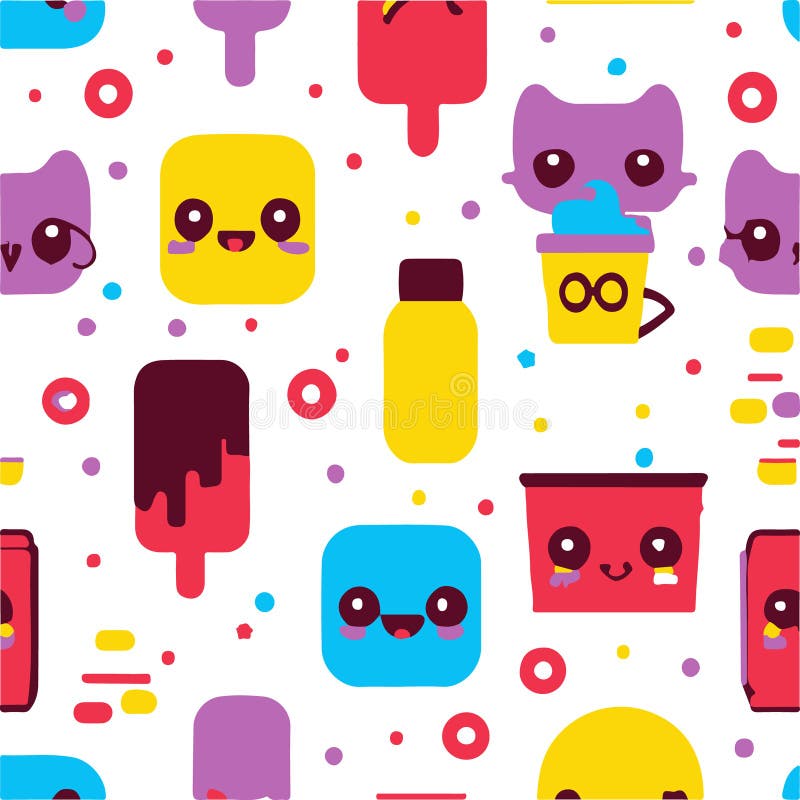 3d Funny Colorful Seamless Patterns Stock Vector - Illustration of ...