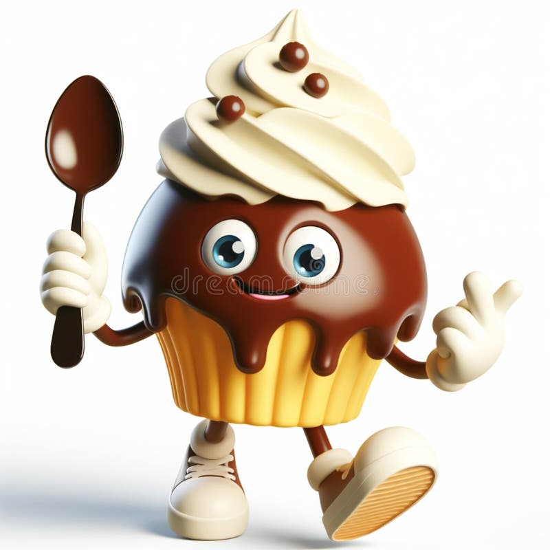 3D Funny Cupcake, Muffin Cartoon. AI Generated Stock Illustration ...