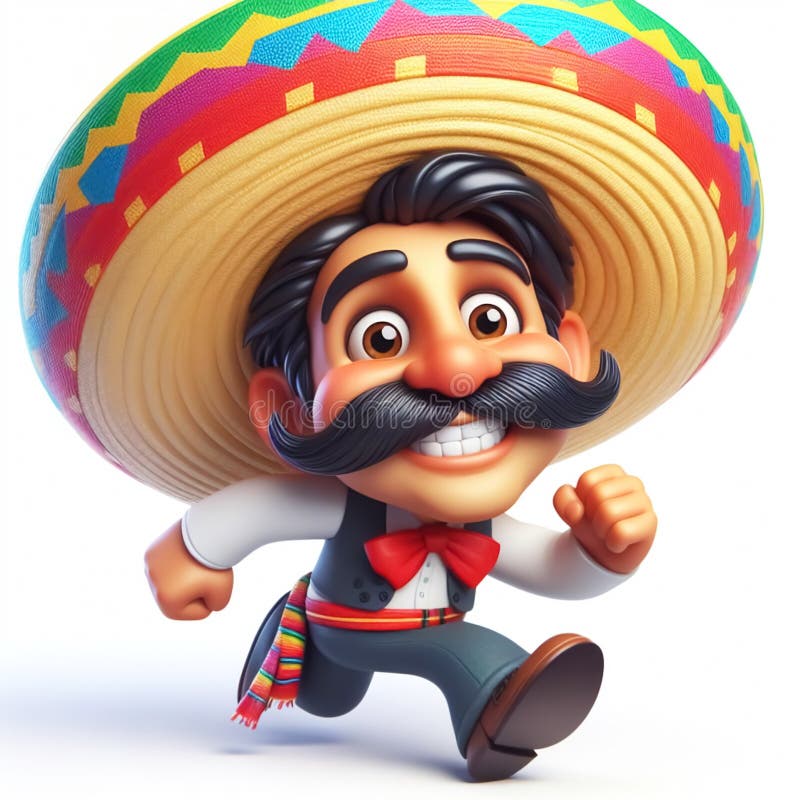 3D Funny Cute Mexican Cartoon, with Charro Hat. AI Generated Stock ...