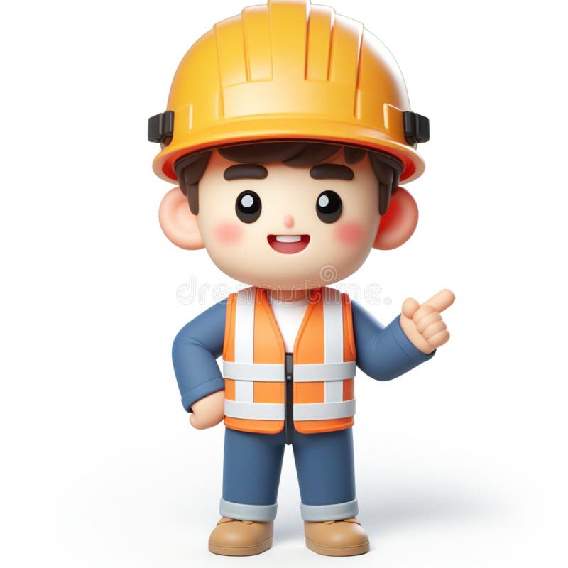 3D Funny Cute Worker Cartoon. AI Generated Stock Illustration ...