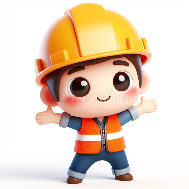 3D Funny Cute Worker Cartoon. AI Generated Stock Illustration ...
