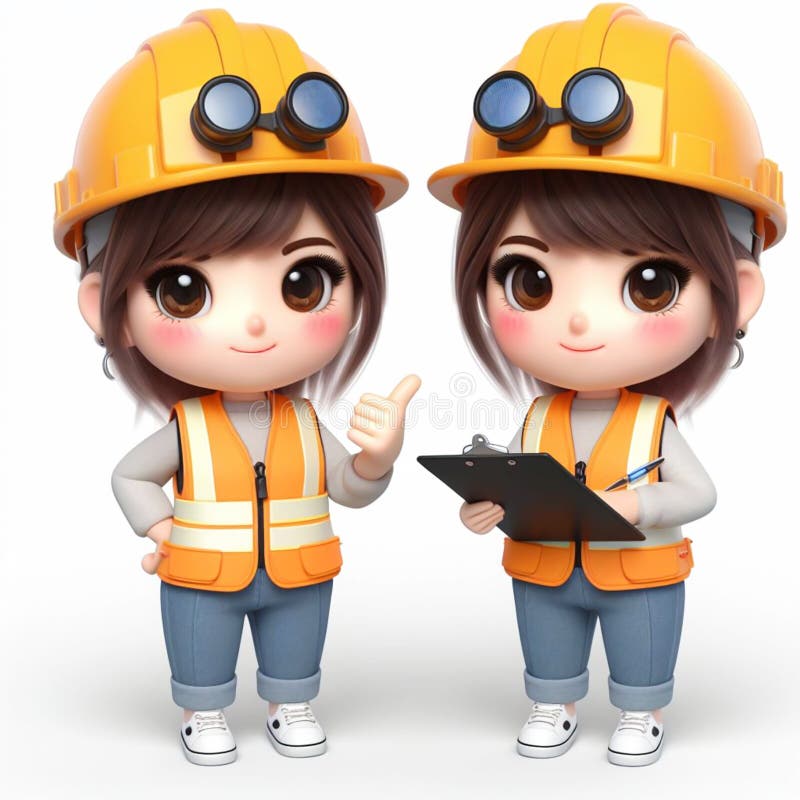 3D Funny Cute Worker Cartoon. AI Generated Stock Illustration ...