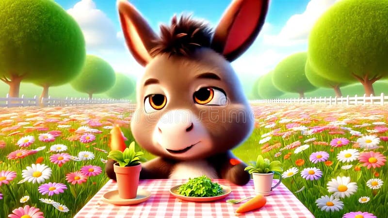 3D Funny Donkey Cartoon Eating a Carrot Stock Video - Video of horse ...