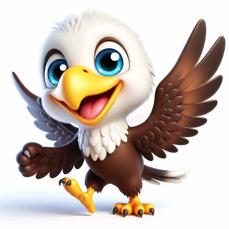 3D Funny Eagle Cartoon. Birds in the Wild for Illustrations for ...