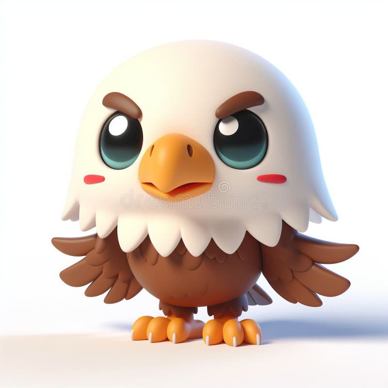 3D Funny Eagle Cartoon. Birds in the Wild for Illustrations for Children Stock Illustration ...