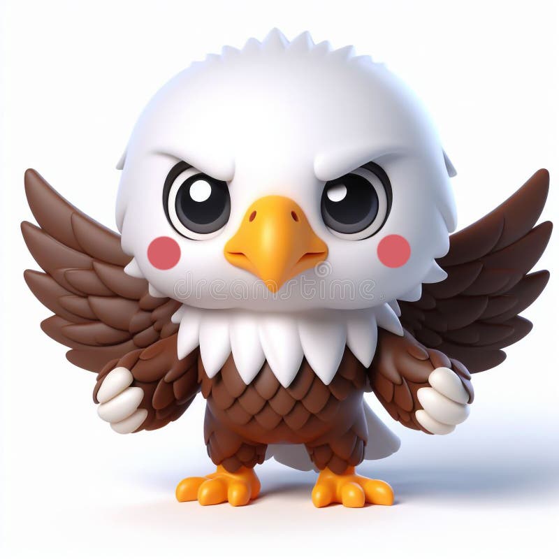 3D Funny Eagle Cartoon. Birds in the Wild for Illustrations for Children Stock Illustration ...