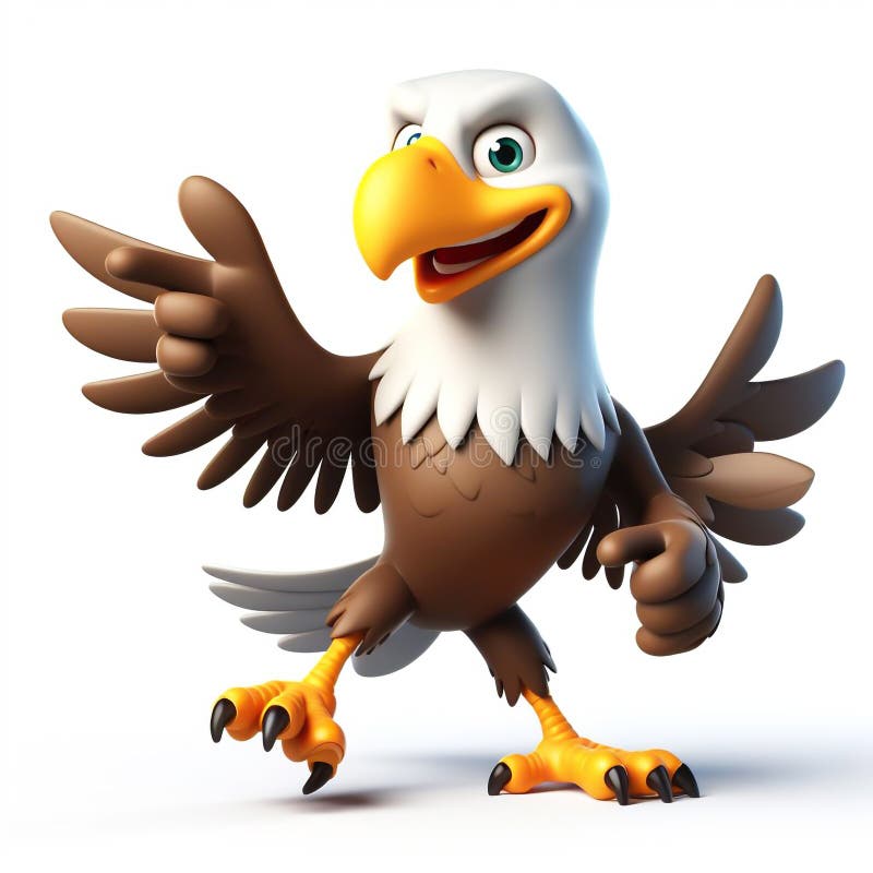 3D Funny Eagle Cartoon. Birds in the Wild for Illustrations for ...