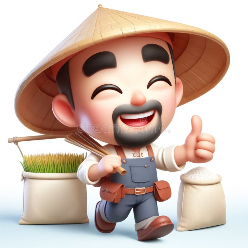 3D Funny Elderly Asian Man Cartoon. AI Generated Stock Illustration ...