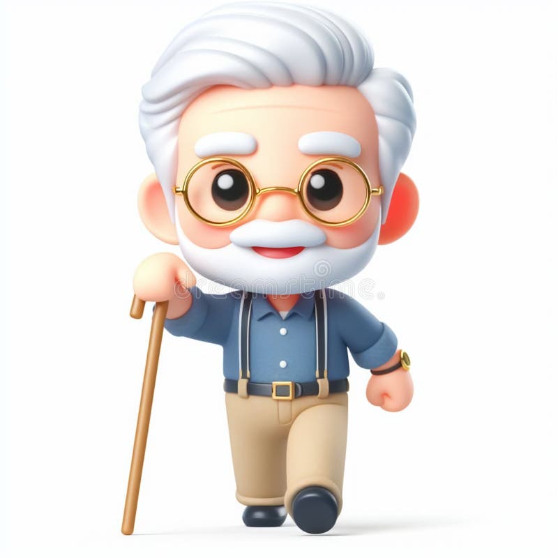 3D Funny Elderly Man Cartoon. AI Generated Stock Illustration ...