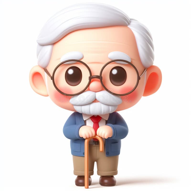3D Funny Elderly Man Cartoon. AI Generated Stock Illustration ...