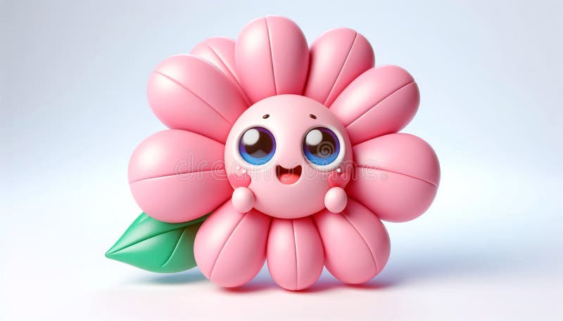 3D Funny Flower Cartoon. Spring, Time of Flowers Stock Illustration ...