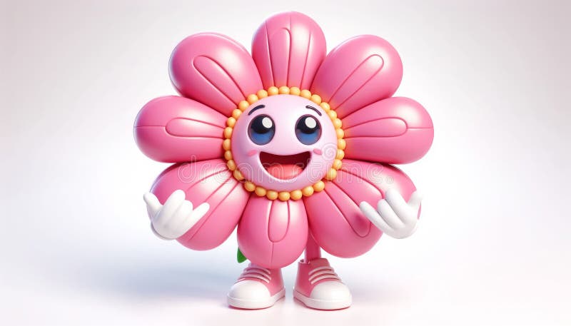 3D Funny Flower Cartoon. Spring, Time of Flowers Stock Illustration ...