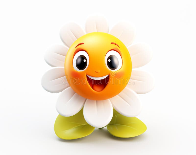 3D Funny Flower Cartoon. Spring, Time of Flowers Stock Illustration ...