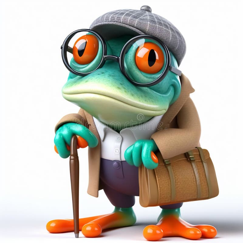 3D Funny Frog Cartoon. Wild Animals for Children Illustrations Stock ...
