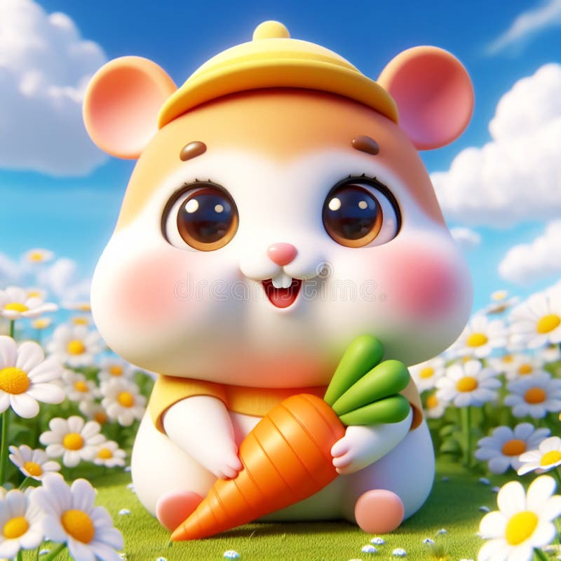 3D Funny Hamster Cartoon. Pets for Children S Illustrations Stock ...