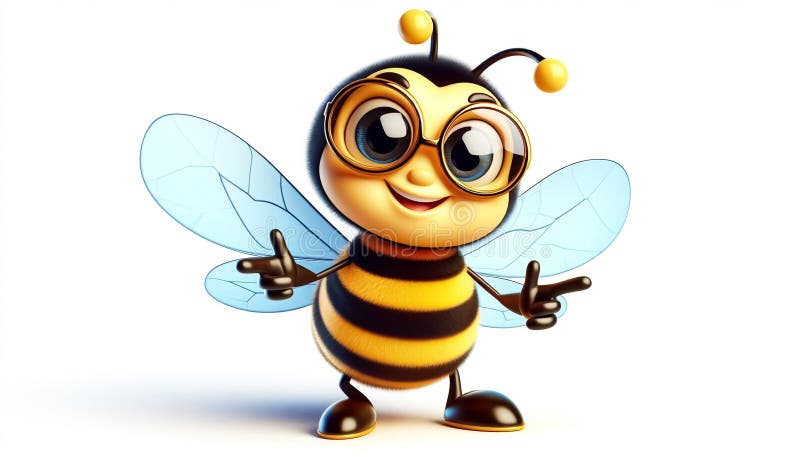 3D funny happy bee cartoon stock illustration. Illustration of happy ...